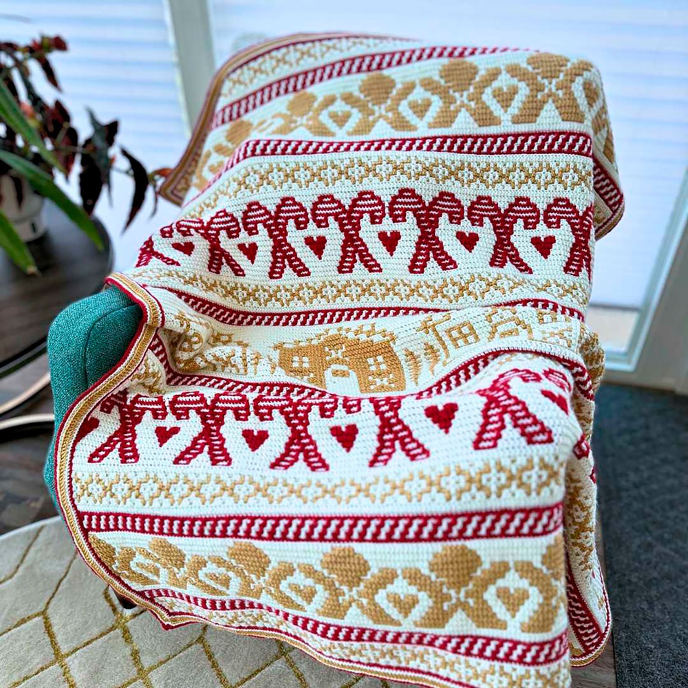 Mosaic Gingerbread Blanket Crochet Pattern – Cozy and Festive