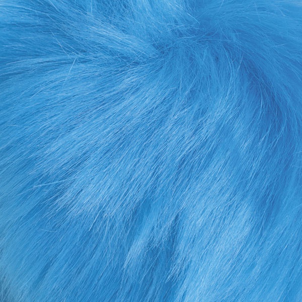 Faux Fur Pom Pom 8cm - Cyan | Crochet.com