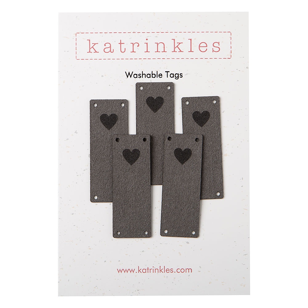 Faux Suede Solid Heart Fold Over Tags - Grey | KnitPicks.com