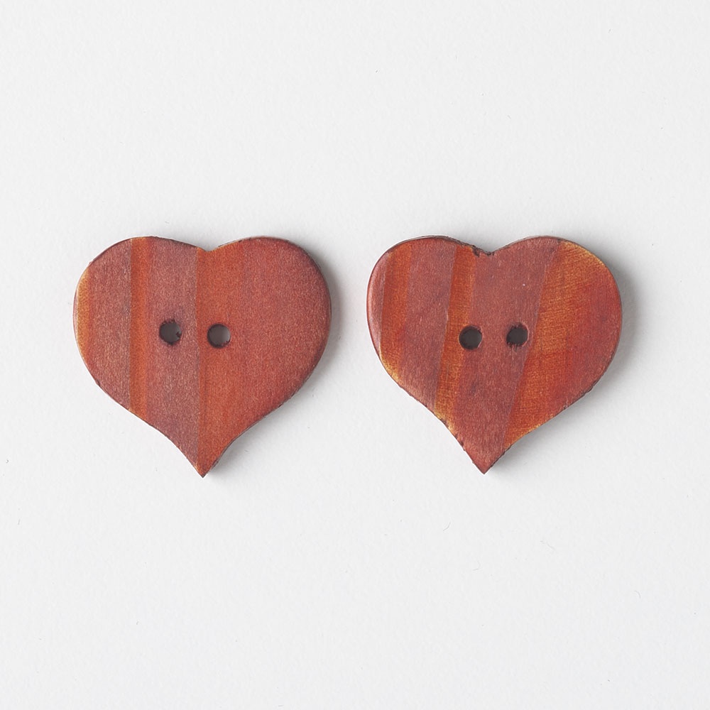 Small Red Pine Heart Wooden Buttons