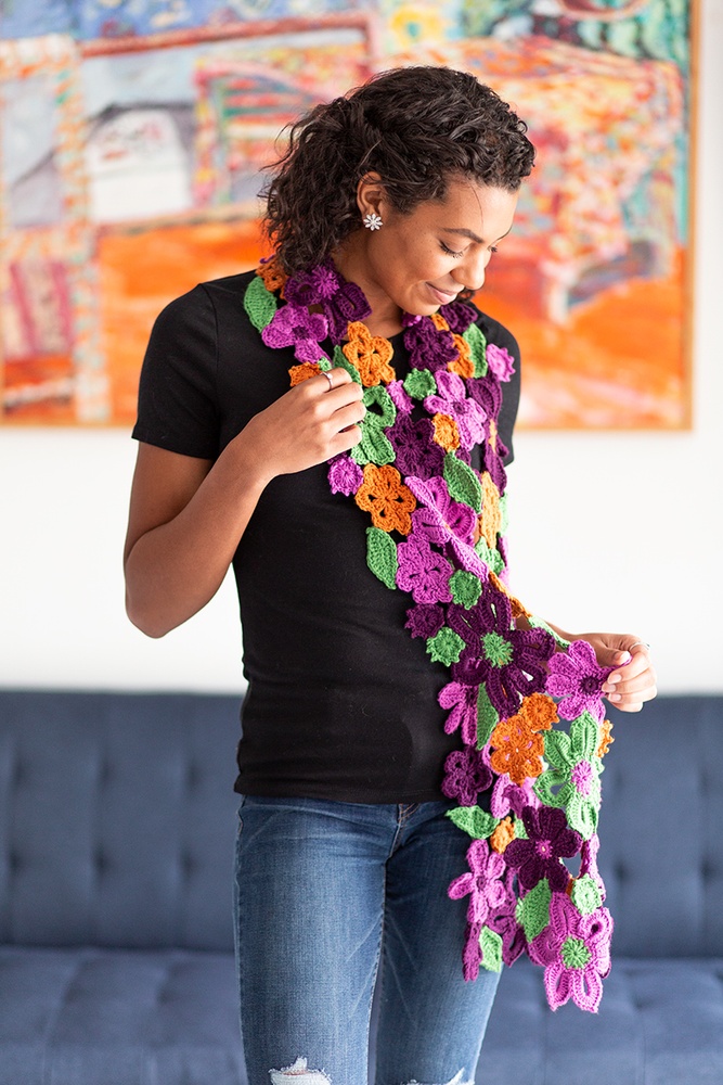 Flower Garden Scarf – Crochet Scarf Pattern with Floral Design