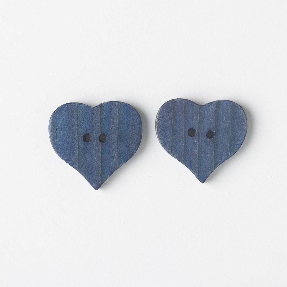 Small Blue Pine Heart Buttons – Handmade Wooden Accents