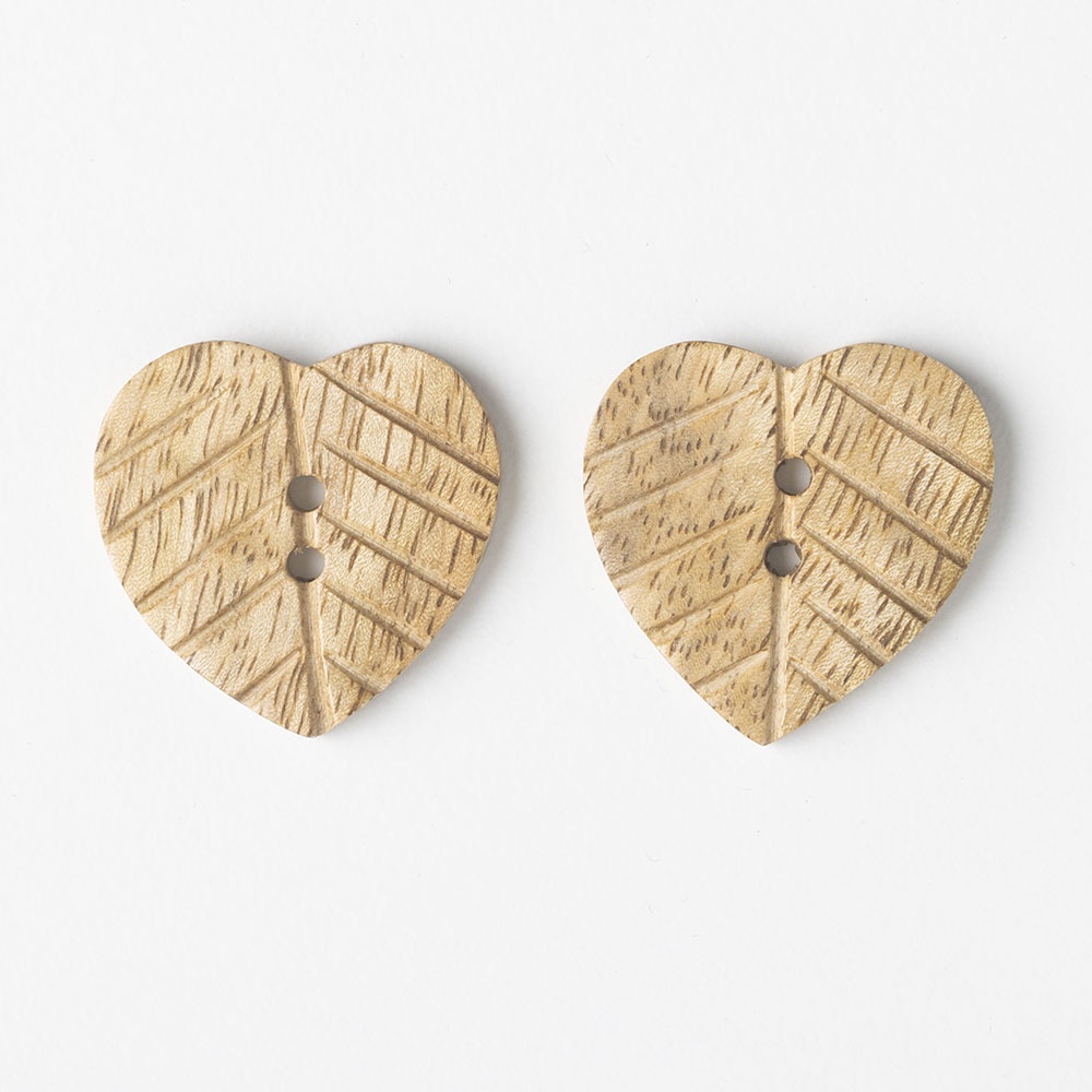 Small Mango Light Heart Wooden Buttons