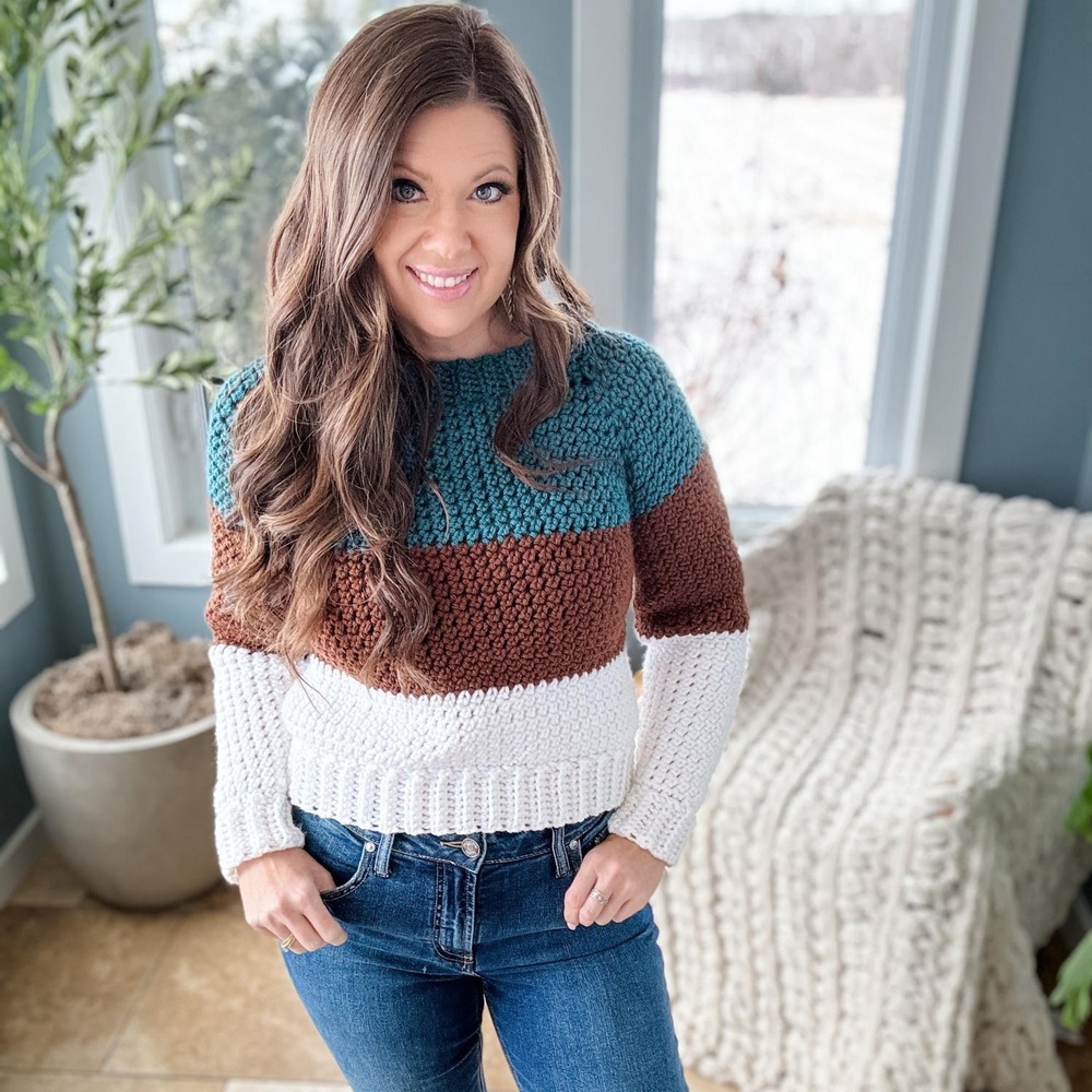 Chunky Colour Block Pullover Pattern