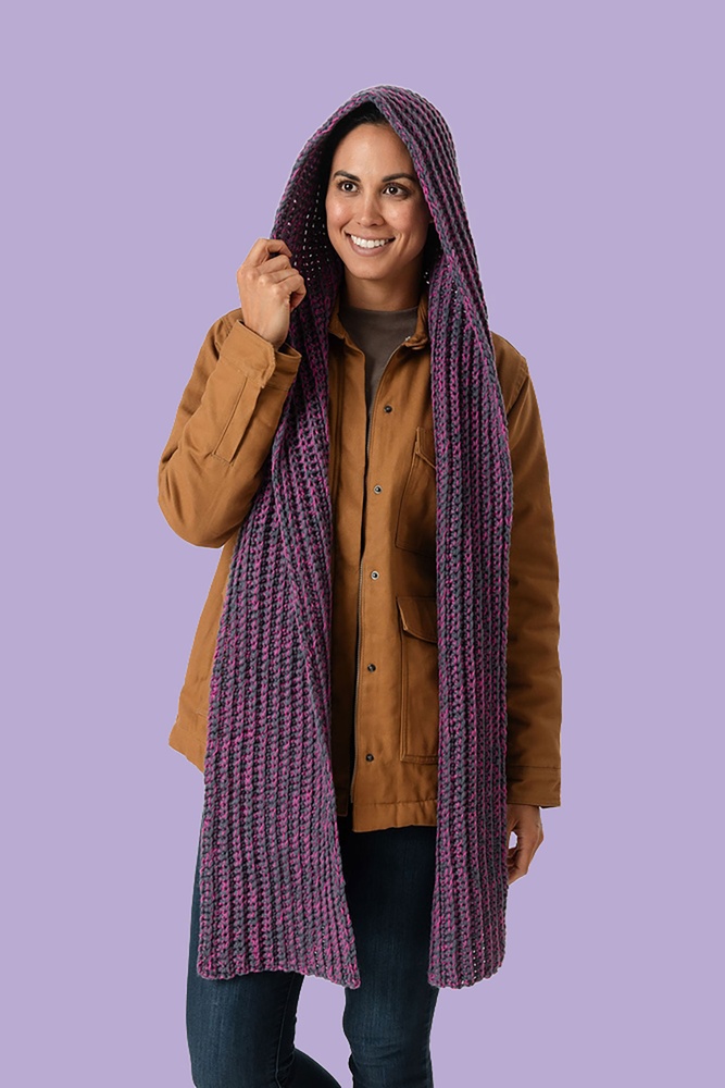 Marvelous Marl Hooded Scarf Free Crochet Pattern | Crochet.com